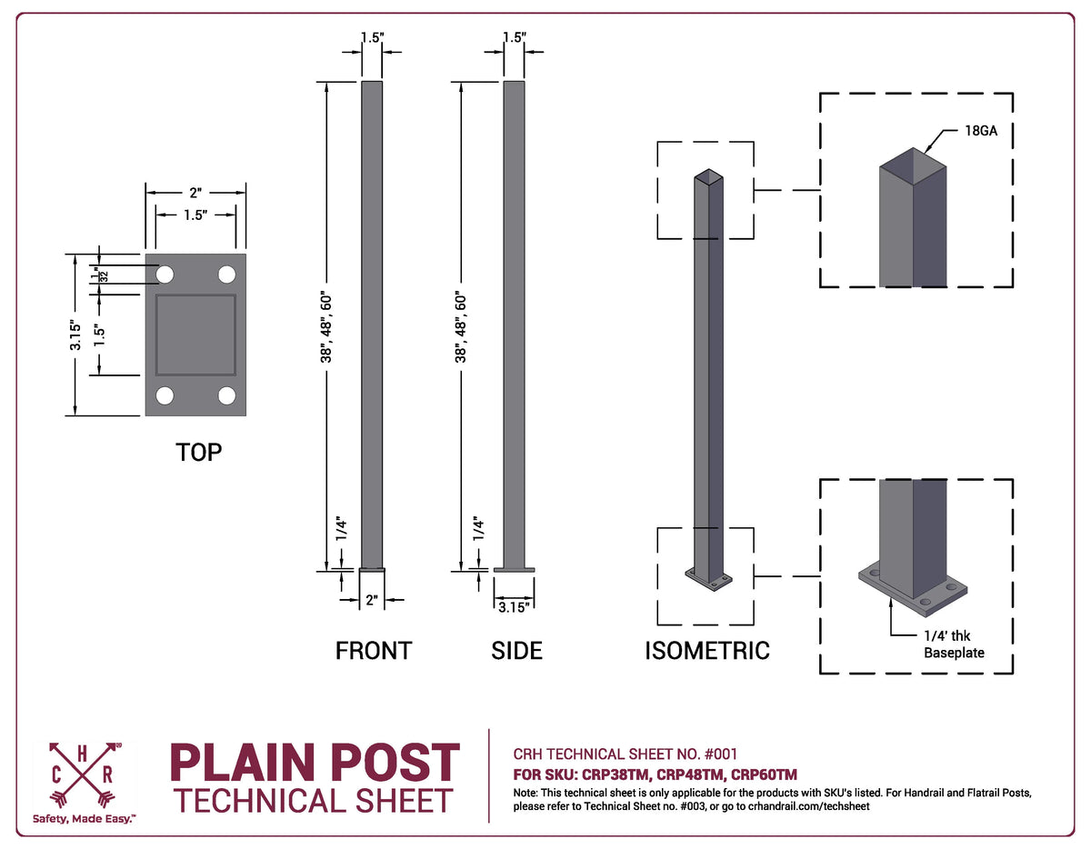 Top Mount Plain Posts – CR Fence & Rail